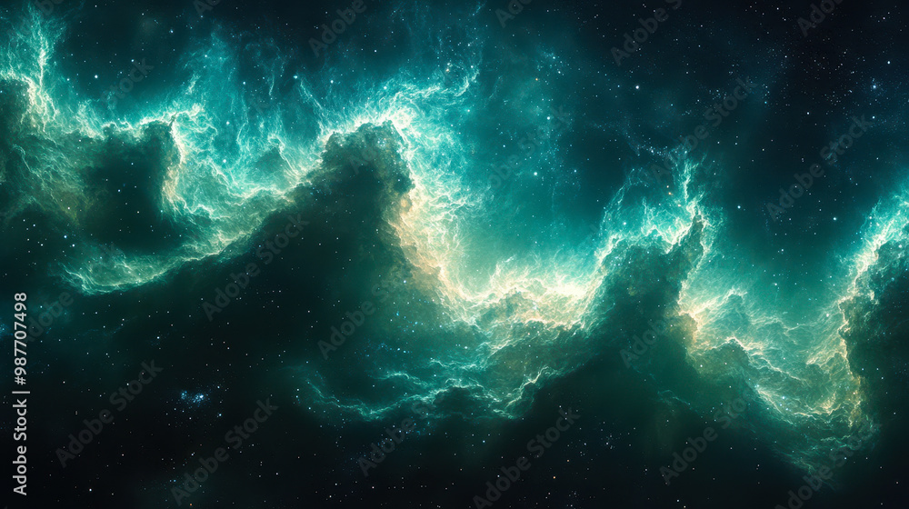 Stunning Green Nebula in Deep Space with Starry Background - Cosmic ...
