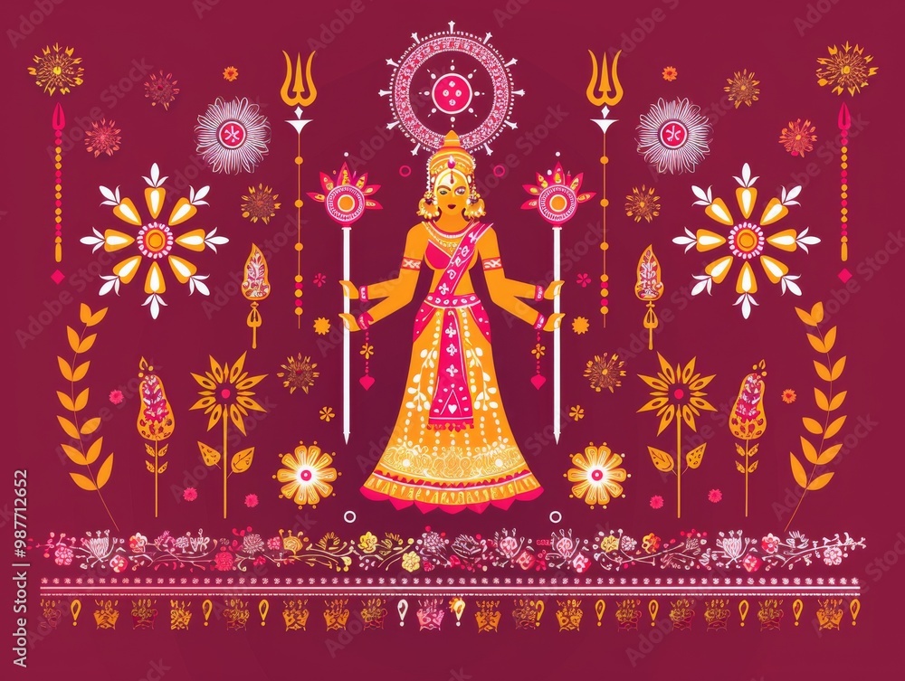 banner background of Navratri Day [A rich tapestry of cultural symbols ...