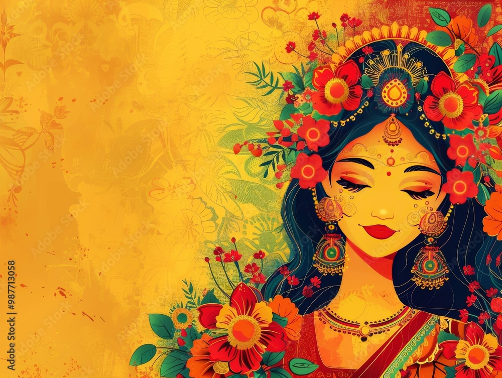 banner background of Navratri Day [A rich tapestry of cultural symbols ...