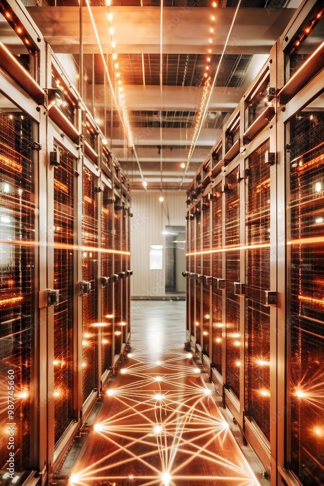 ภาพประกอบสต็อก data center, server room, IT infrastructure, cloud ...