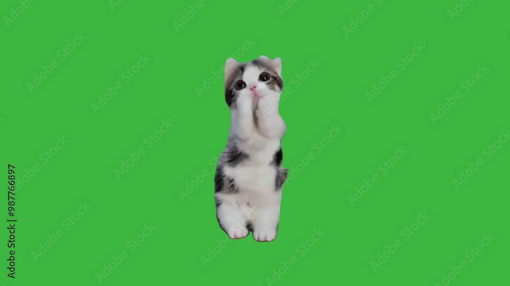 Adorable animated kitty cat dancing on green screen, perfect for fun ...