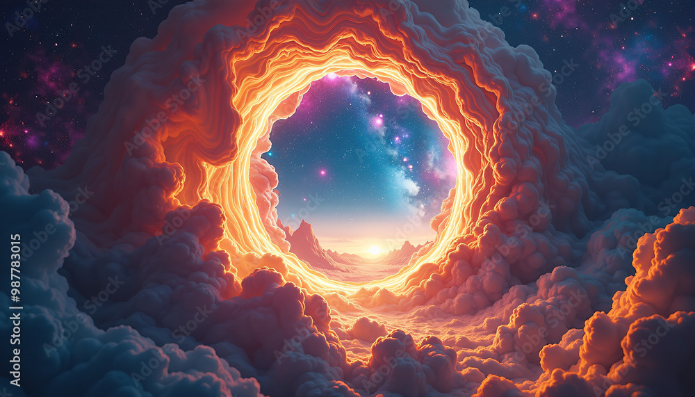 Generate an image of an intergalactic portal opening in space ...