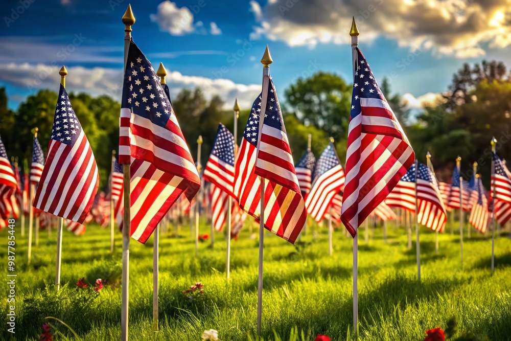 Vibrant Memorial Day Clip Art Featuring Patriotic Symbols, Flags, and ...