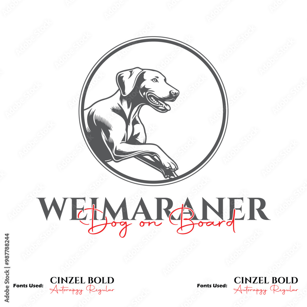weimaraner dog standing silhouette logo Dog Head Silhouette In Circle ...