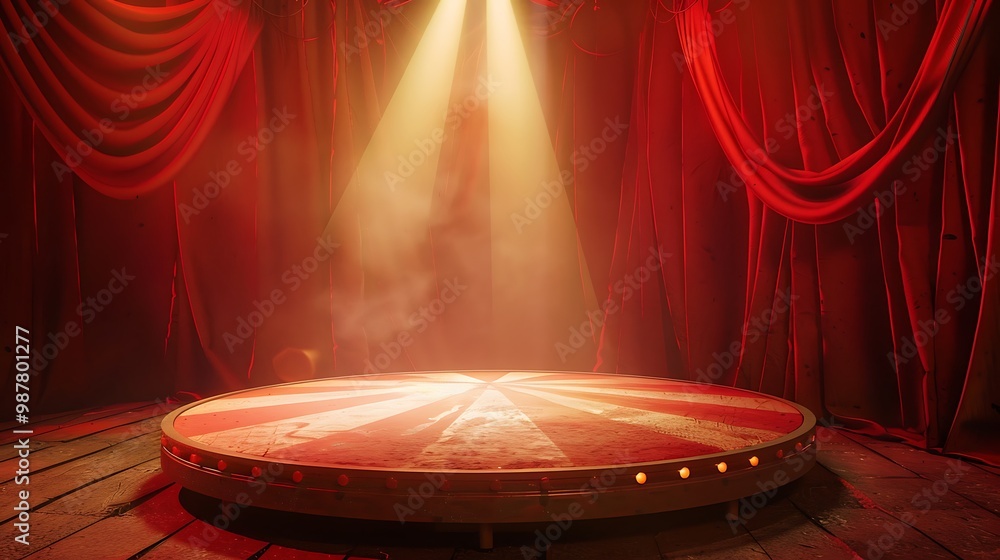 Stage podium for a circus platform vintage light circle stand for ...