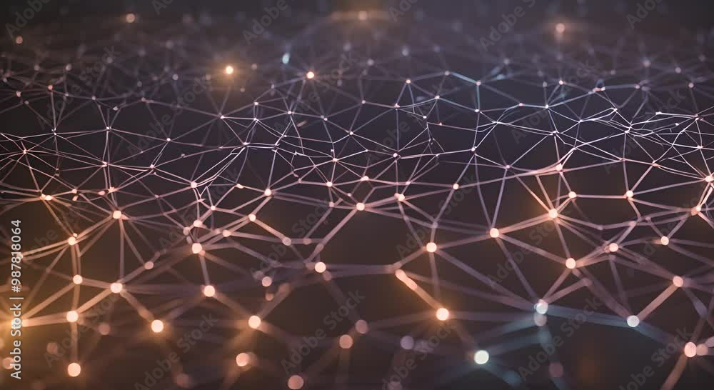 Network of interconnected blocks forming a chain link in a digital environment Show the ...