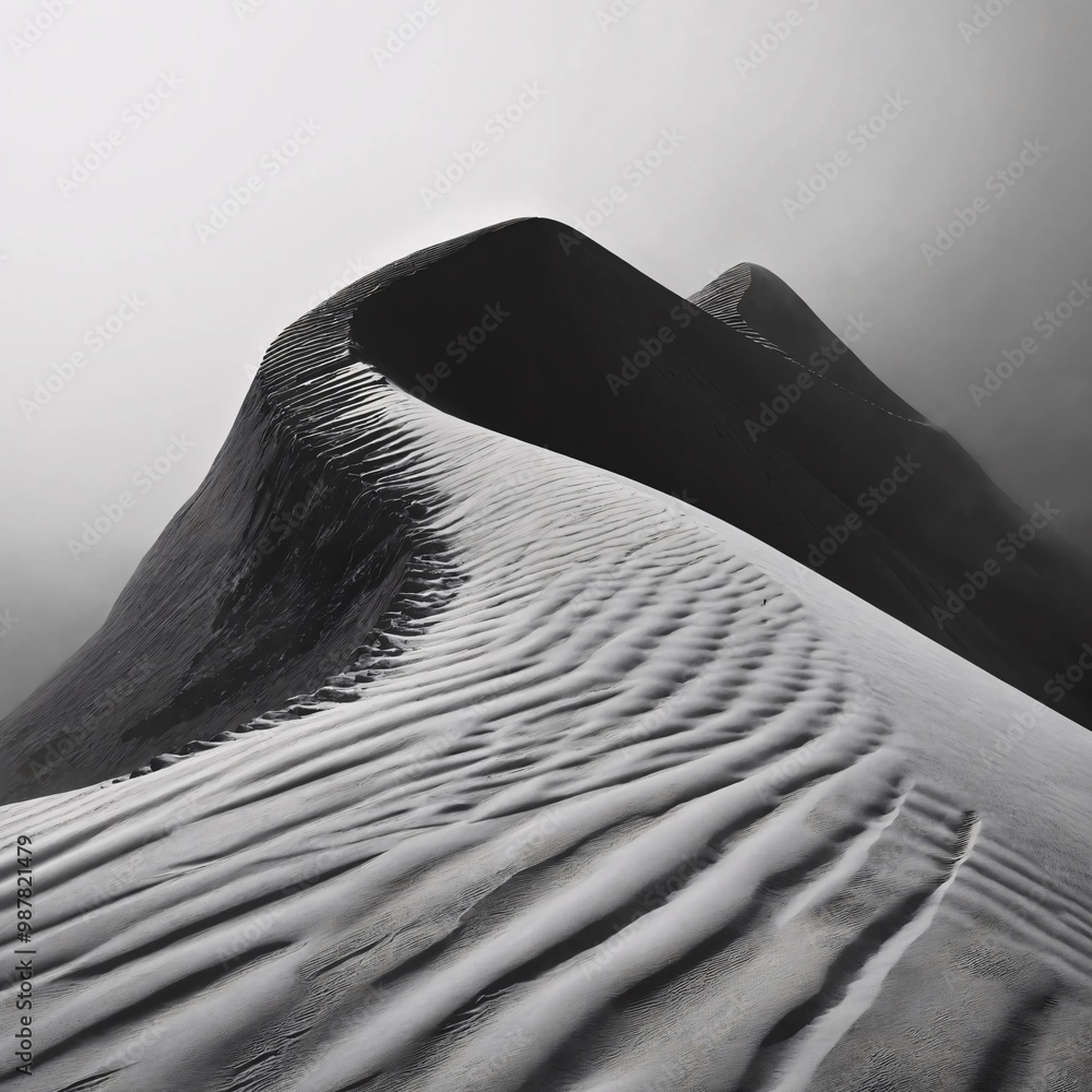Sand Dune Abstract: A stark, black and white photograph of a majestic ...