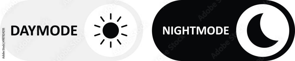 Day and night toggle switch icons set. Collection of on off. Sun and ...