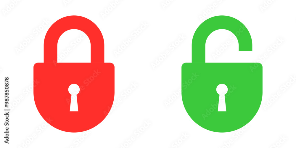 Vector icons of a red closed padlock and a green open padlock ...