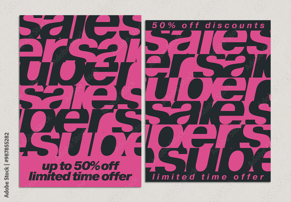 Creative Sale Poster Layout Design with Stacked Pattern Text Stock ...