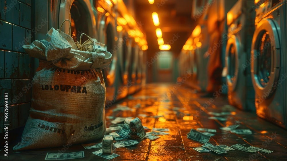 Money Laundering: Dirty Cash Cleaned in a Washing Machine Stock Photo ...