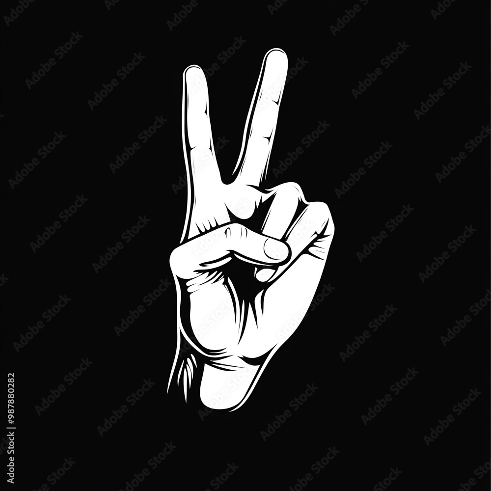 This image shows a hand making the "V" sign, symbolizing both victory ...