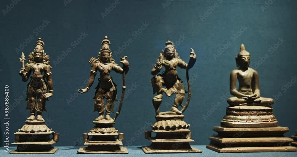 Old Ancient Bronze Figurines Of Indian Deities And Avatars. 10-19th ...