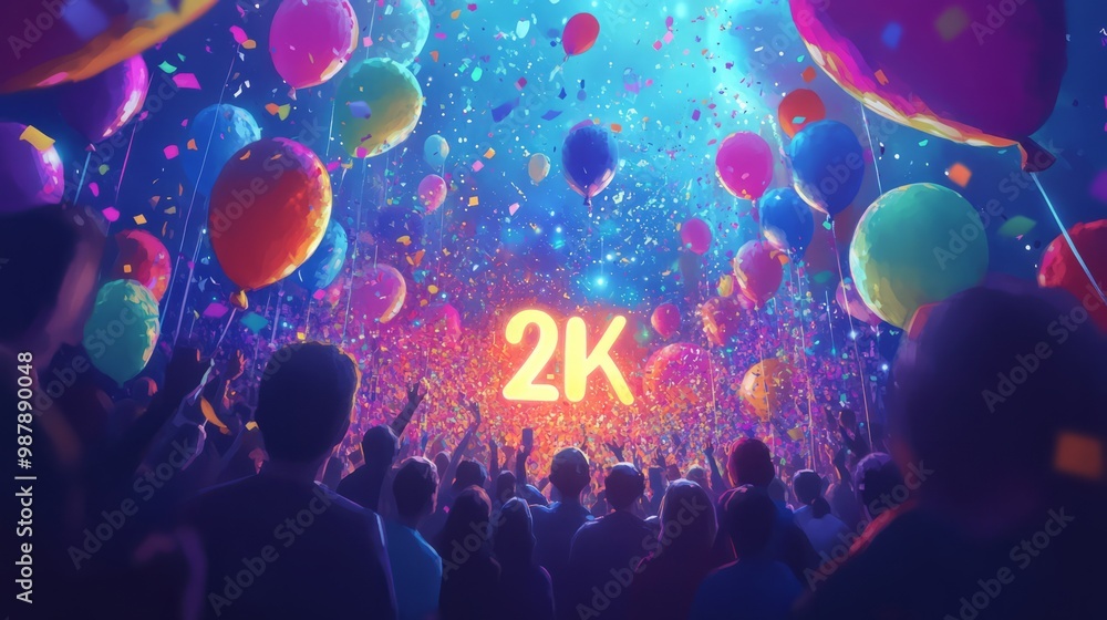 2K Celebration: A vibrant crowd erupts in a spectacular celebration ...