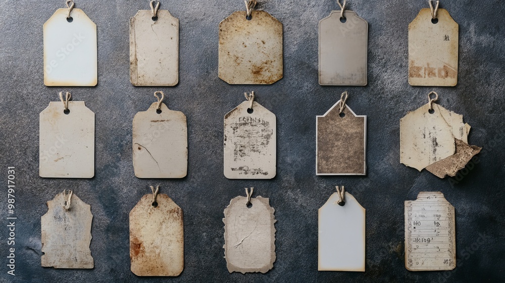 A collection of blank old sticker and price tag templates for mockup ...