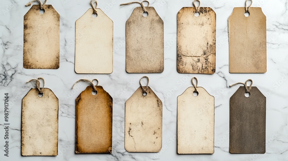 A collection of blank old sticker and price tag templates for mockup ...