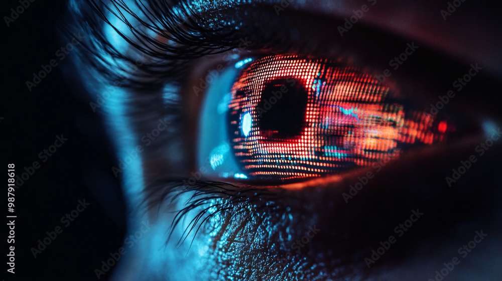 Eyes. Human eyes as digital screens displaying emotions. Black ...