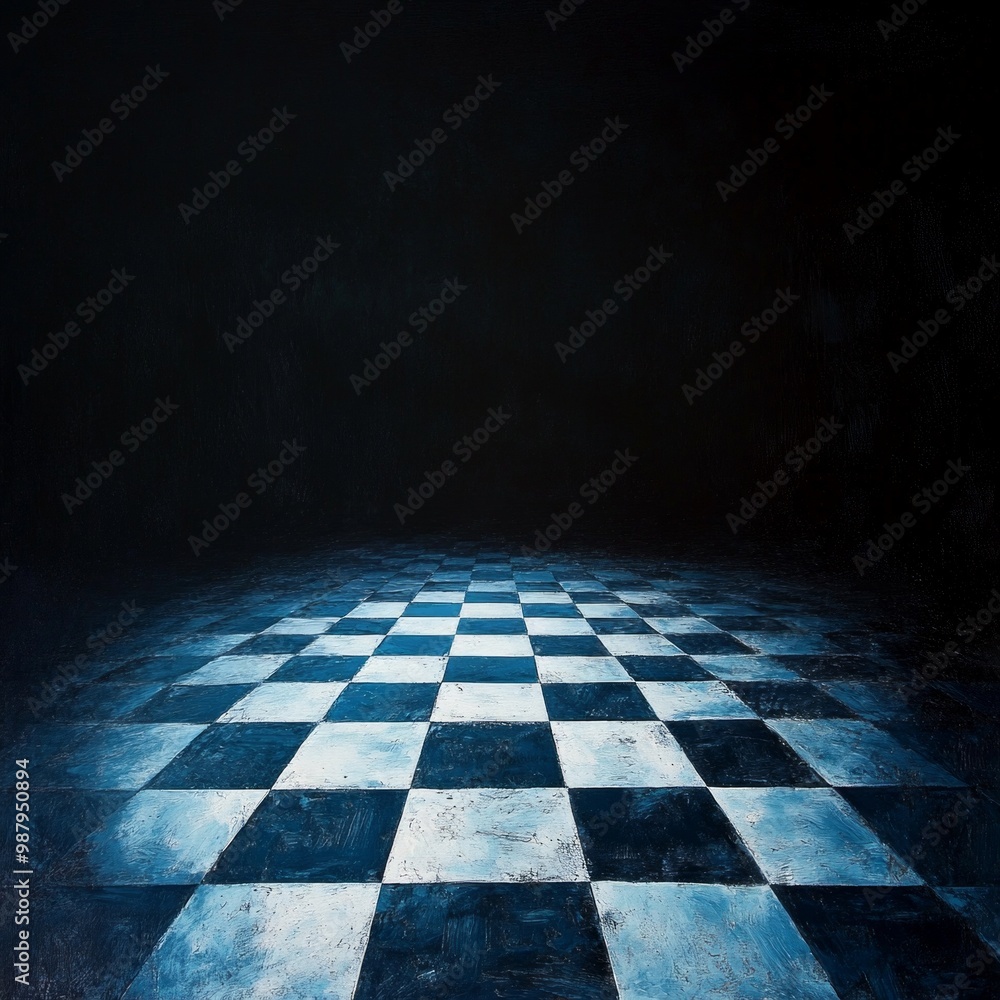 A mysterious checkerboard floor emerges from the shadows. The dark ...