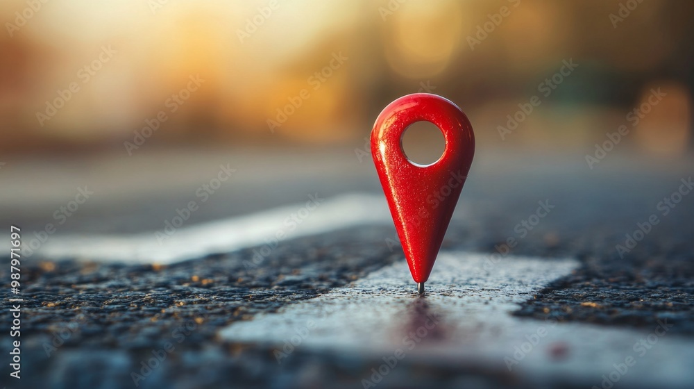 Shiny red pin highlighting delivery locations, prominently displayed ...