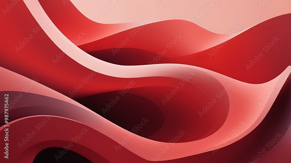 Abstract Digital Artwork Featuring A Dynamic Flowing Design With Red And White Smooth Curved