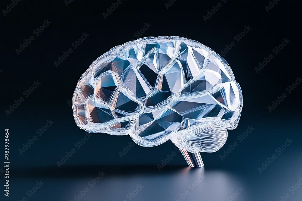 Minimalist brain design, with geometric lines forming a simple yet ...