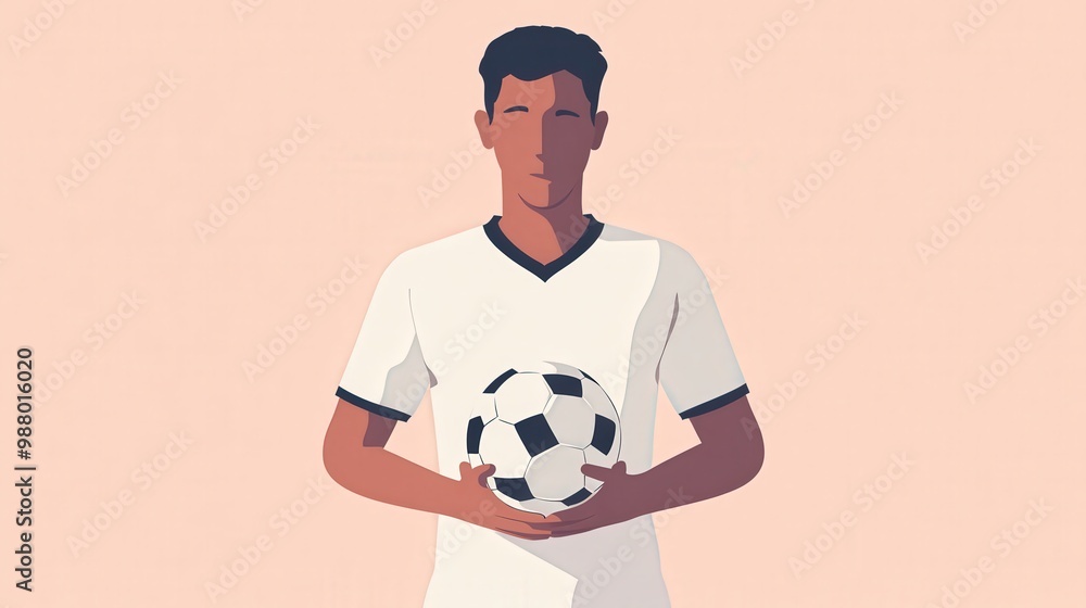 A simple 2D flat vector illustration of a football player cradling a ...