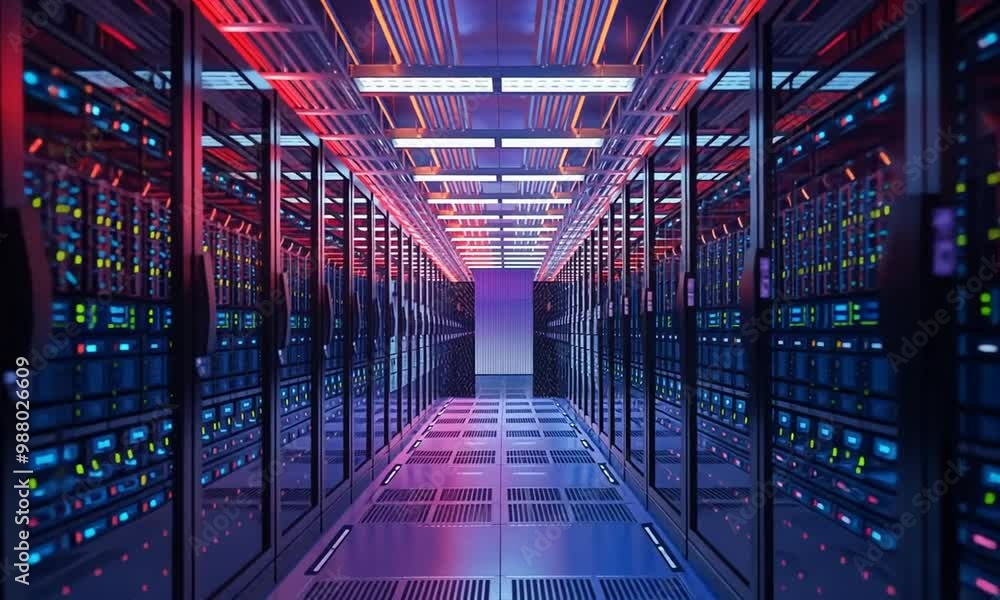 Wideo Stock: In the server room of a data center or ISP, data servers ...