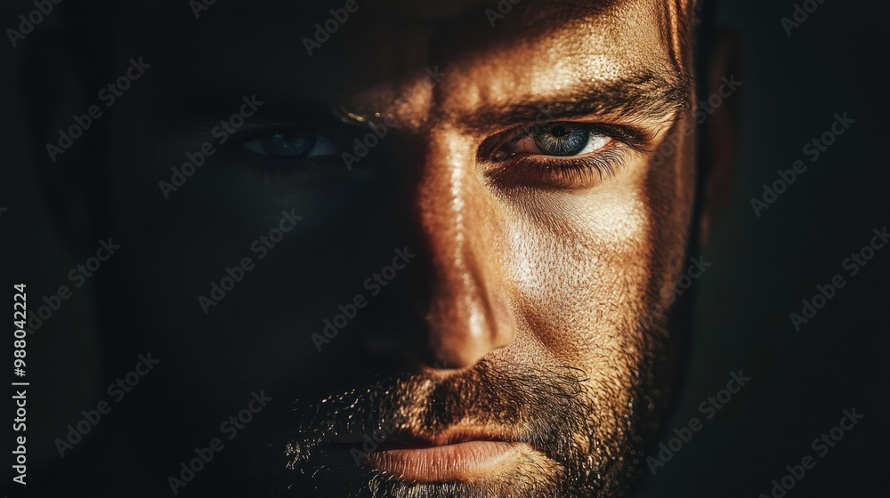 Man portrait with creative composition, featuring unconventional angles ...