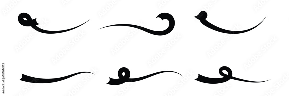 Set of Swoosh vector. Hand drawn swoosh elements, and swoop underline ...