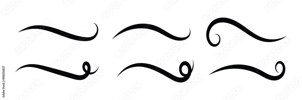 Set of Swoosh vector. Hand drawn swoosh elements, and swoop underline ...