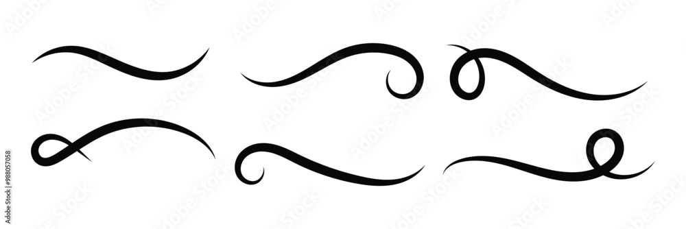Set of Swoosh vector. Hand drawn swoosh elements, and swoop underline ...
