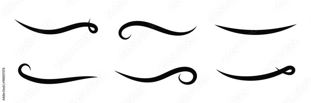 Set of Swoosh vector. Hand drawn swoosh elements, and swoop underline ...