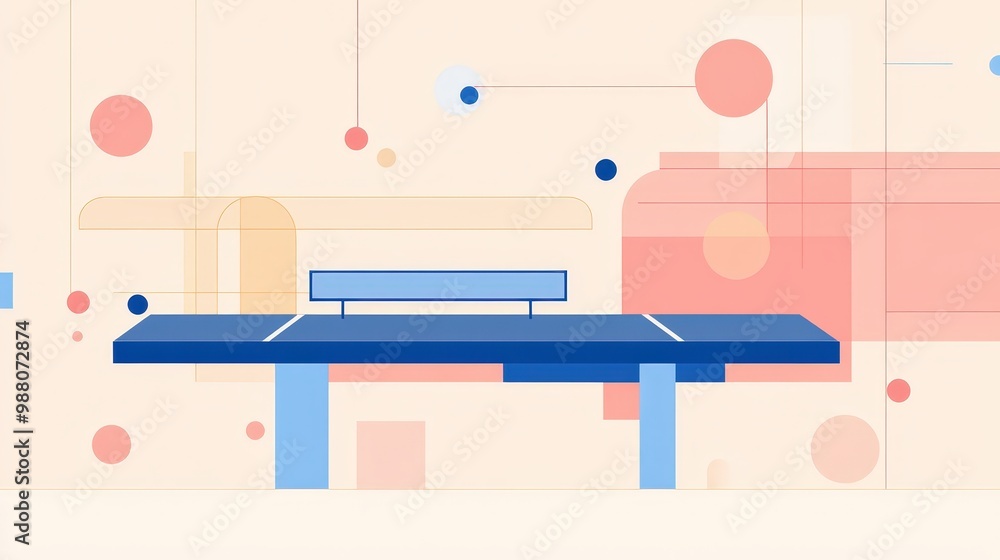 Minimalistic 2D Flat Vector Table Tennis Setup with Geometric Shapes ...