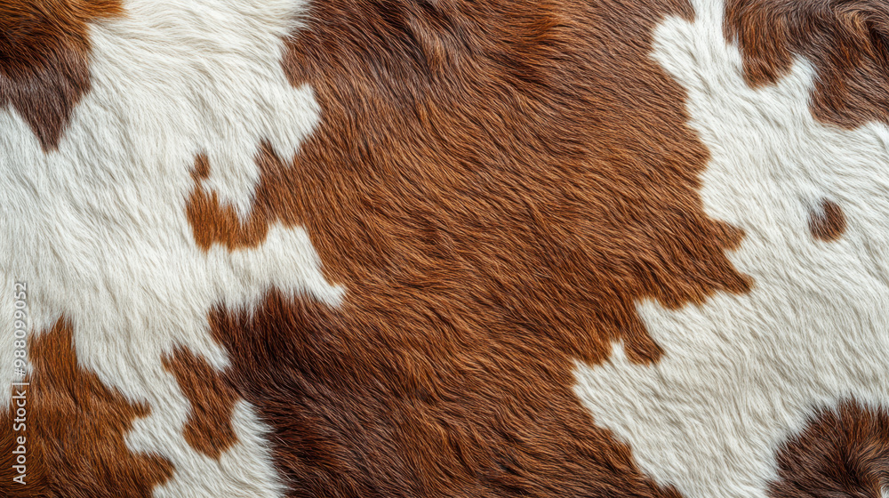 Rich brown and white cowhide texture featuring organic patches ...