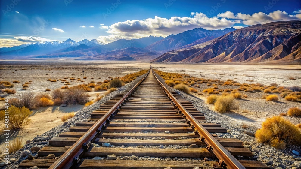 Abandoned rusty salt tram railway winds its way through Death Valley ...