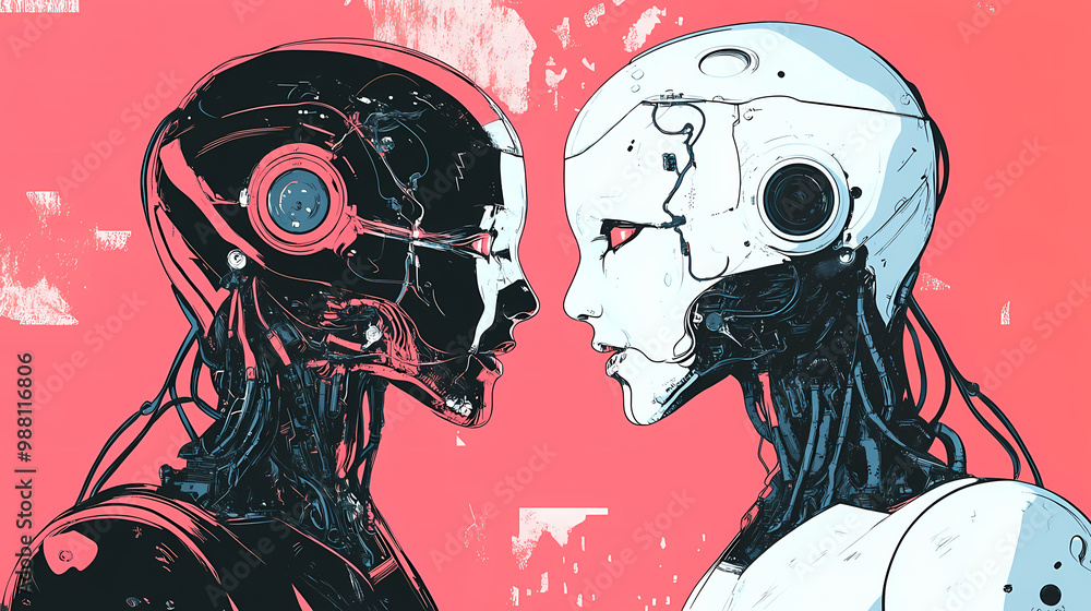 Romantic ai robots, couple of ai robots, bionic robot couploe, humanoid ...