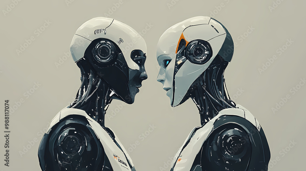 Romantic ai robots, couple of ai robots, bionic robot couploe, humanoid ...