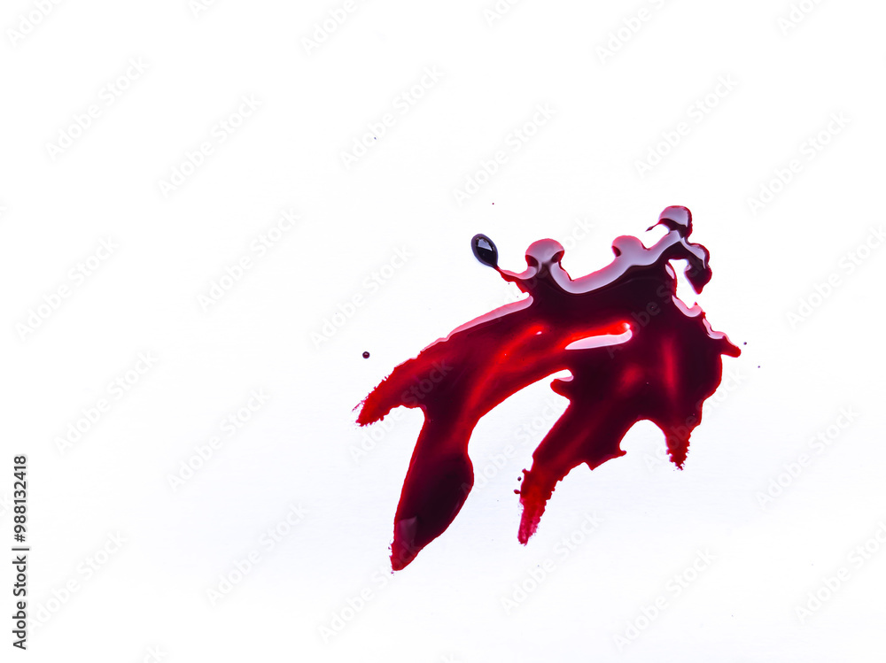 red blood drops on the floor, blood isolated white background, concept ...