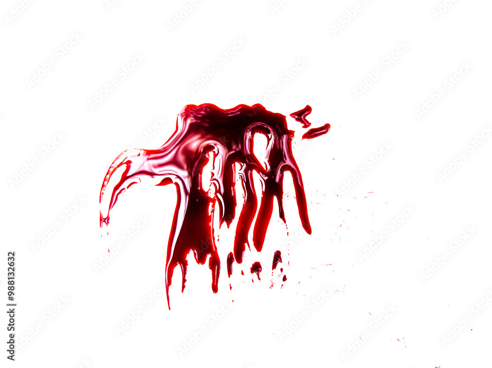 red blood drops on the floor, blood isolated white background, concept ...