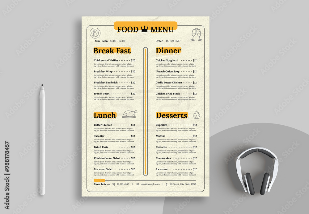 Modern Food Menu Layout Stock Template | Adobe Stock