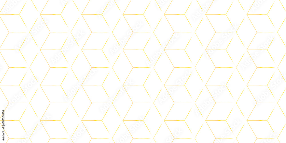 Emboss seamless pattern with square gold cube line hexagon tile and ...