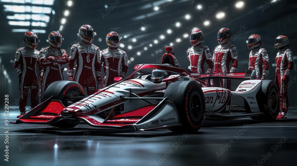IndyCar team portrait in front of their car, showcasing proud ...