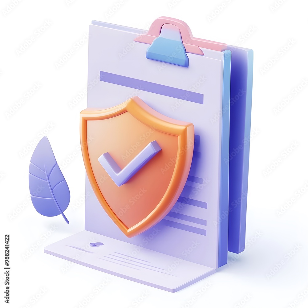 Document with shield and check mark. Health insurance, document ...