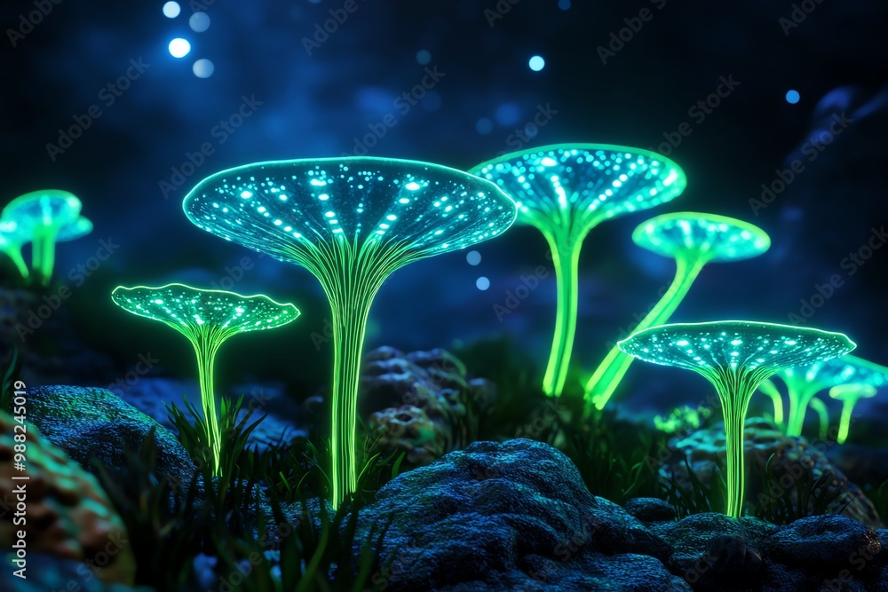 Alien ocean world, where glowing plants and strange sea creatures ...