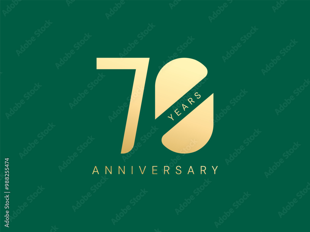 70th Anniversary luxury gold celebration with Overlapping Letters Text ...
