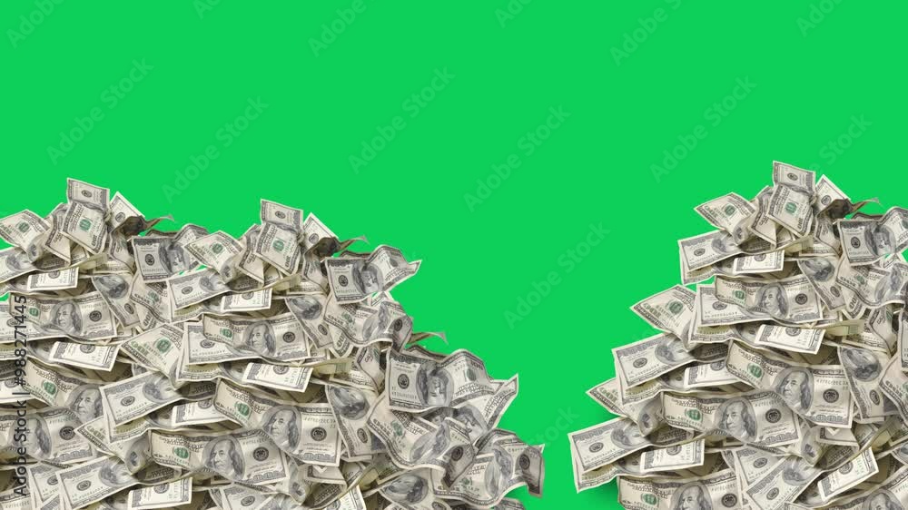 100 Dollar Bills Green Screen. Rain Effects. 3D Animation Money Rain ...