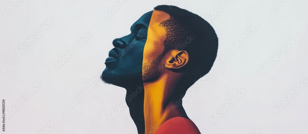 Portrait of a Black man of African descent captured in a studio setting ...