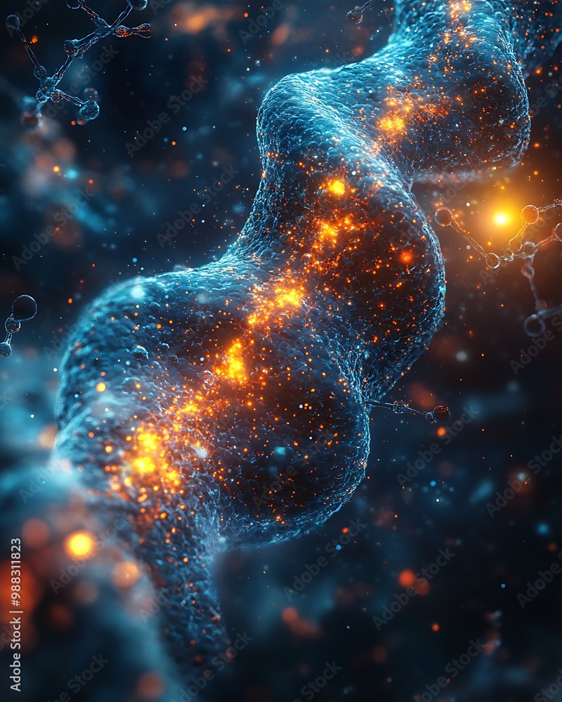 A futuristic image of bone regeneration using stem cells, with a visual ...