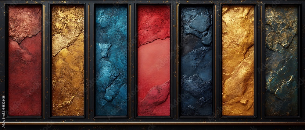 Six small squares of different colors are framed in black. Each square ...