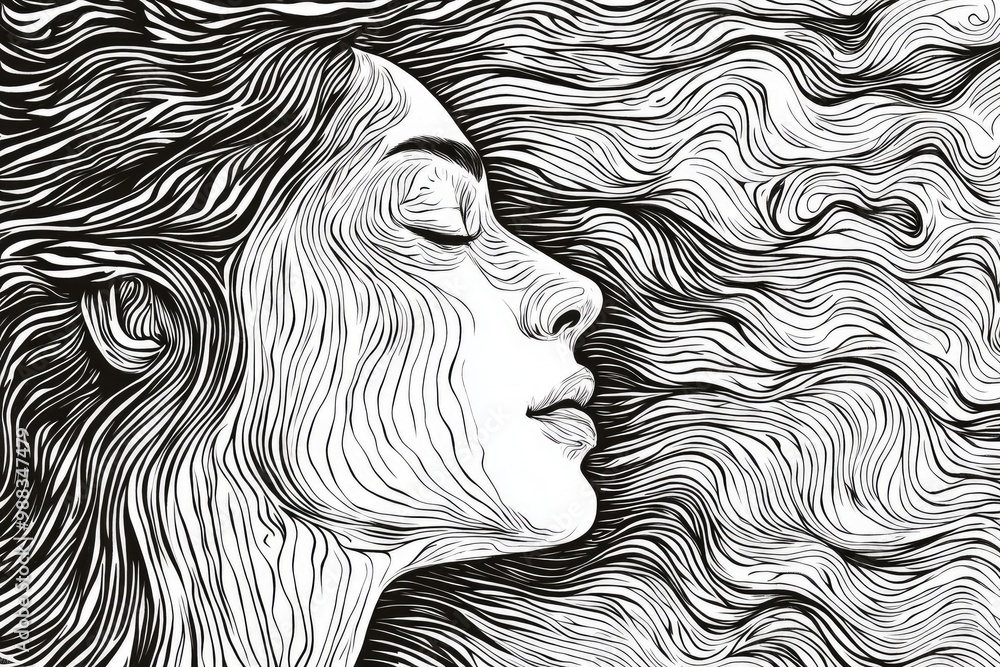 Line art illustration representing digital woodcut within the Life ...